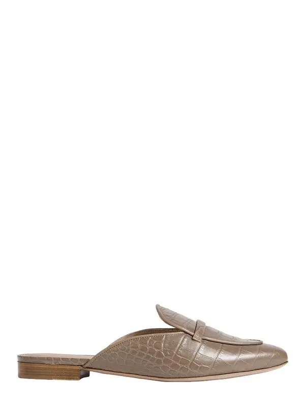 MALONE SOULIERS Berto Croc-effect Leather Slippers - Taupe