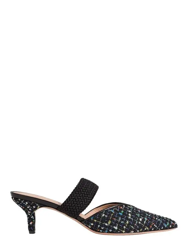 MALONE SOULIERS Maisie 45 Sequin-embellished Tweed Mules - Black