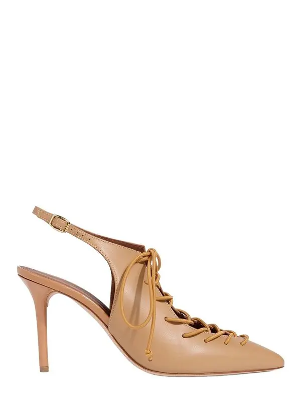 MALONE SOULIERS Alesra 85 Leather Slingback Pumps - Sand