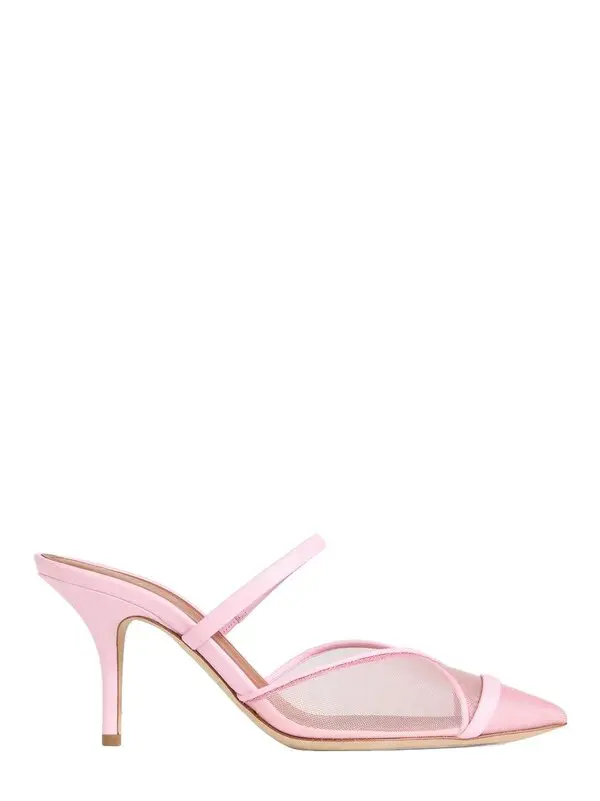 MALONE SOULIERS Clio 70 Mesh And Leather Mules - Baby Pink