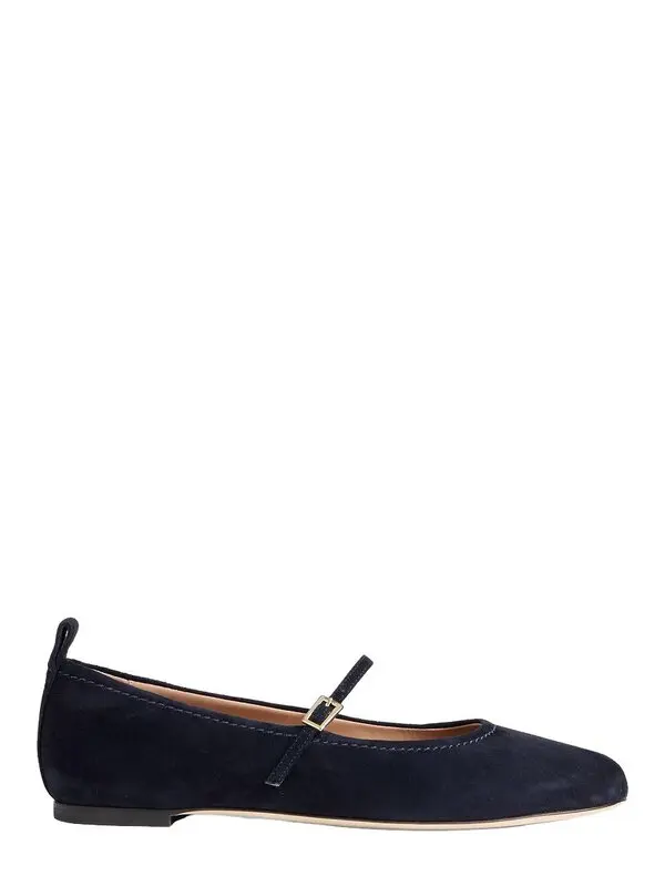 MALONE SOULIERS Martine Suede Mary Jane Flats - Midnight Blue
