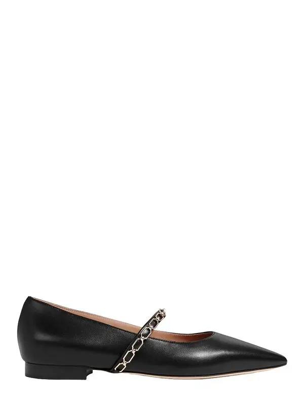 MALONE SOULIERS Virna Chain-embellished Leather Mary Jane Flats - Black