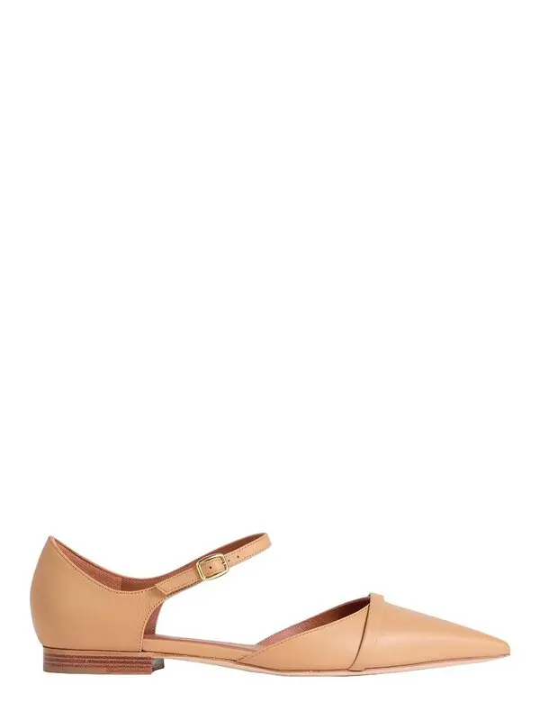MALONE SOULIERS Ulla Leather Point-toe Flats - Sand