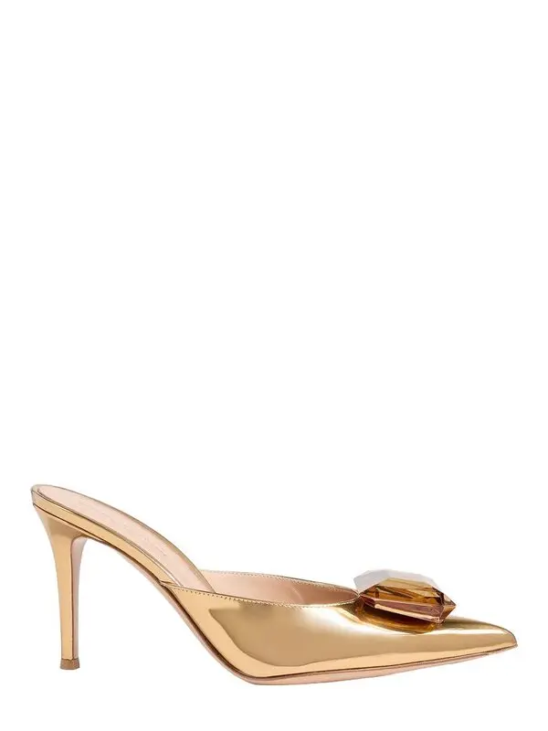 GIANVITO ROSSI Jaipur 85 Crystal-embellished Mules - Gold
