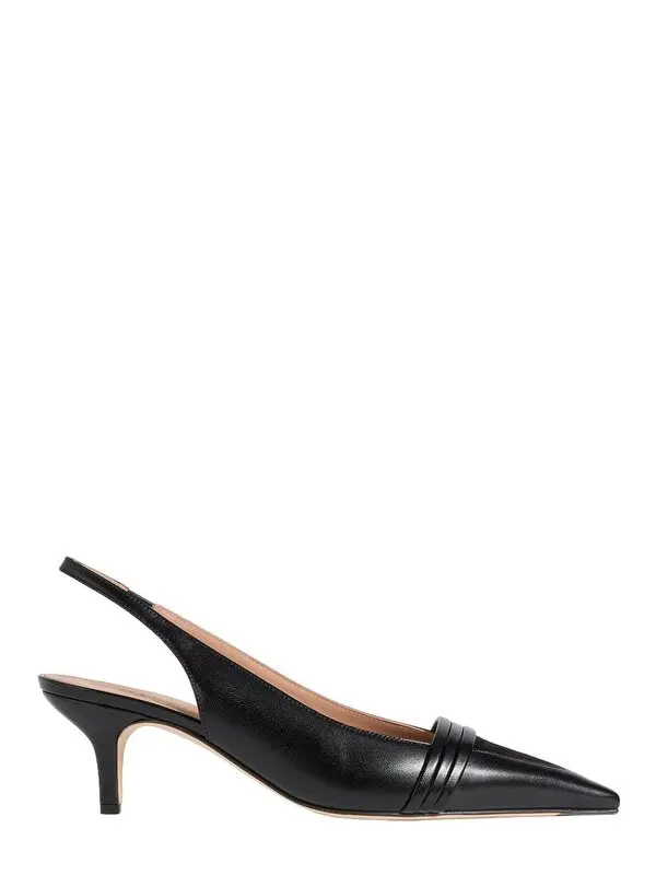 MALONE SOULIERS Tanner 45 Suede-trimmed Leather Slingback Pumps - Black