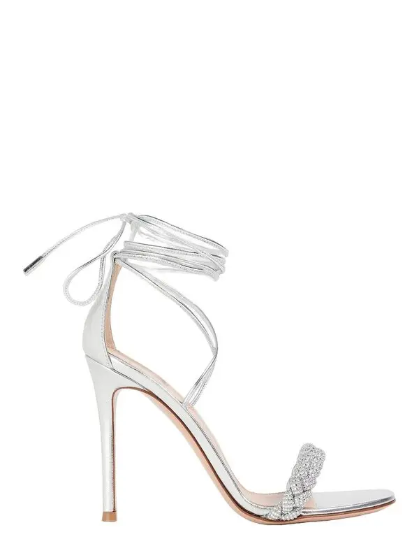 GIANVITO ROSSI Leomi Crystal-embellished Metallic Leather Sandals - Silver
