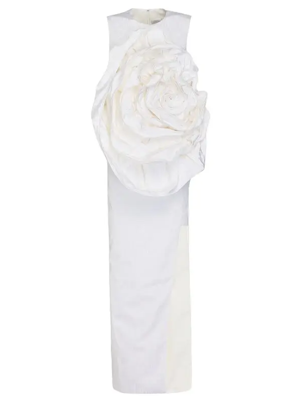Huishan Zhang Aphrodite Floral-appliquéd Maxi Dress - Ivory