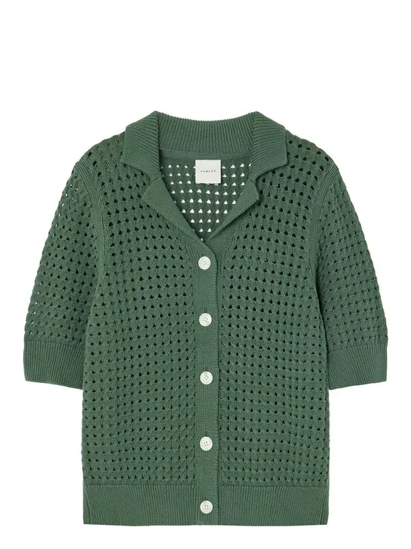 Varley Ellie Open-knit Cotton Shirt - Green