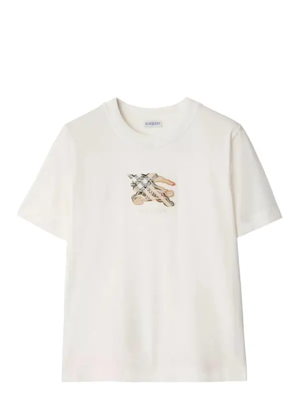 Burberry Knight Check Cotton T-shirt - White