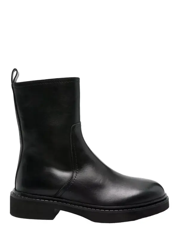 EVALUNA Leather Zip Ankle Boots - Black
