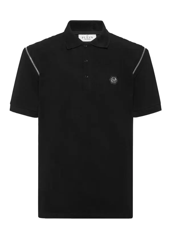 Philipp Plein Quilted-shoulder Polo Shirt - Black
