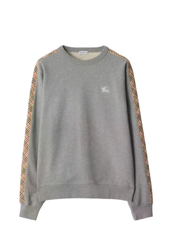 Burberry Check-trimmed Cotton Sweatshirt - Grey
