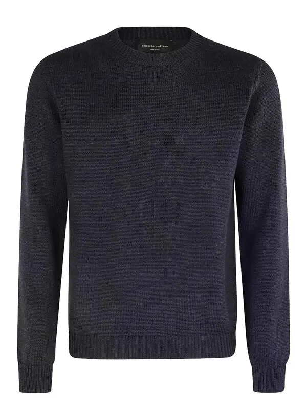ROBERTO COLLINA Ribbed Crew-neck Sweater - Blue