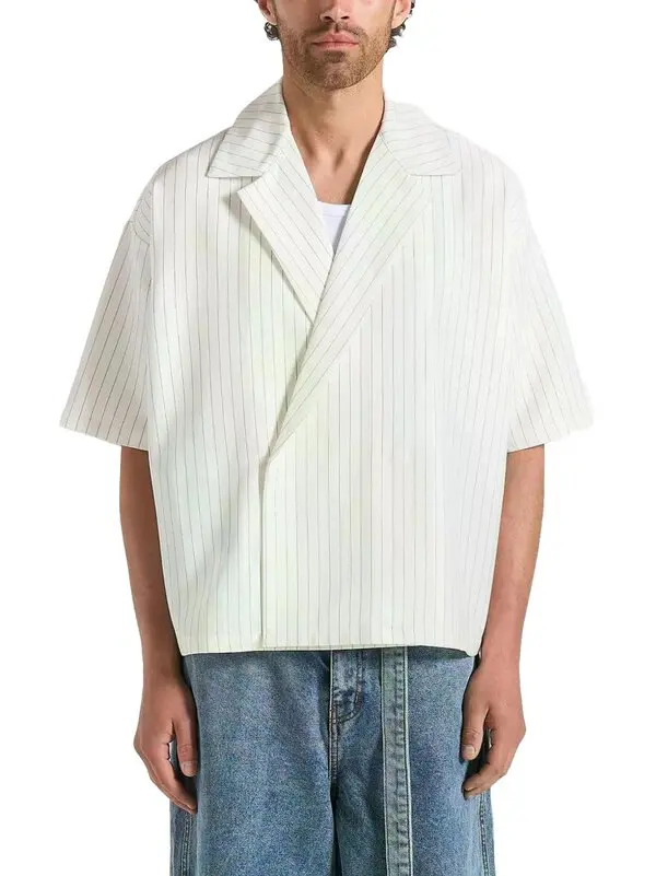 Manière De Voir Abel Boxy Pinstripe Double-breasted Shirt - White