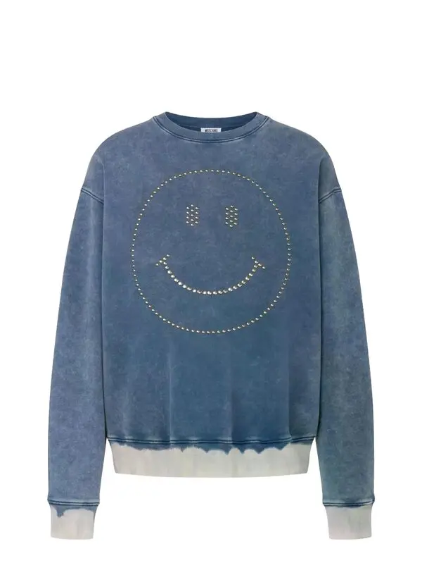 Moschino Smiley Face-studded Sweatshirt - Blue