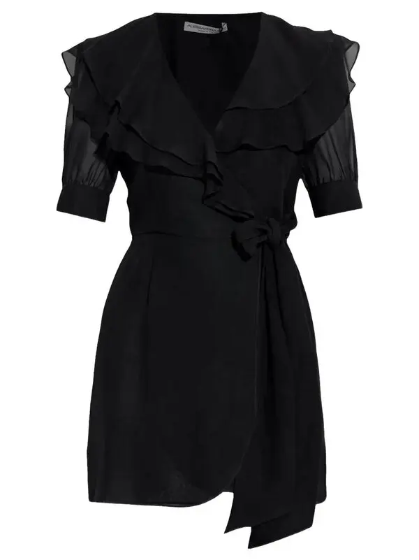 Alessandra Rich Frill-detail Wrap Dress - Black