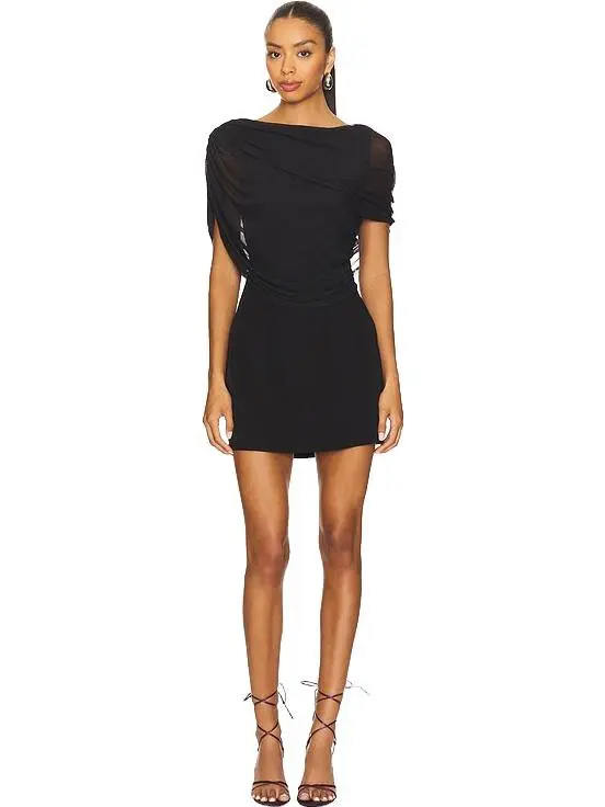 Superdown Bailey Mini Dress With Mesh Sleeves - Black