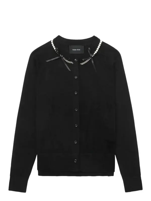 Simone Rocha Pearl-chain Cardigan - Black