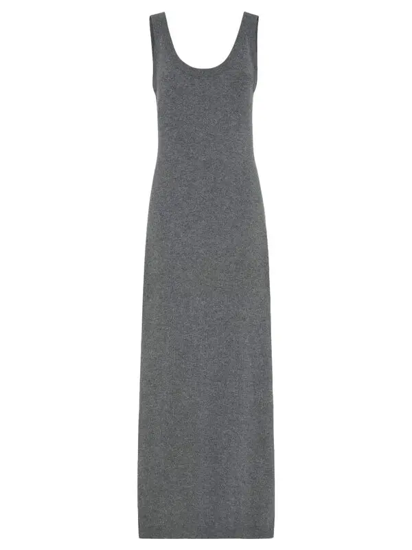 Brunello Cucinelli Round-neck Knit Midi Dress - Grey