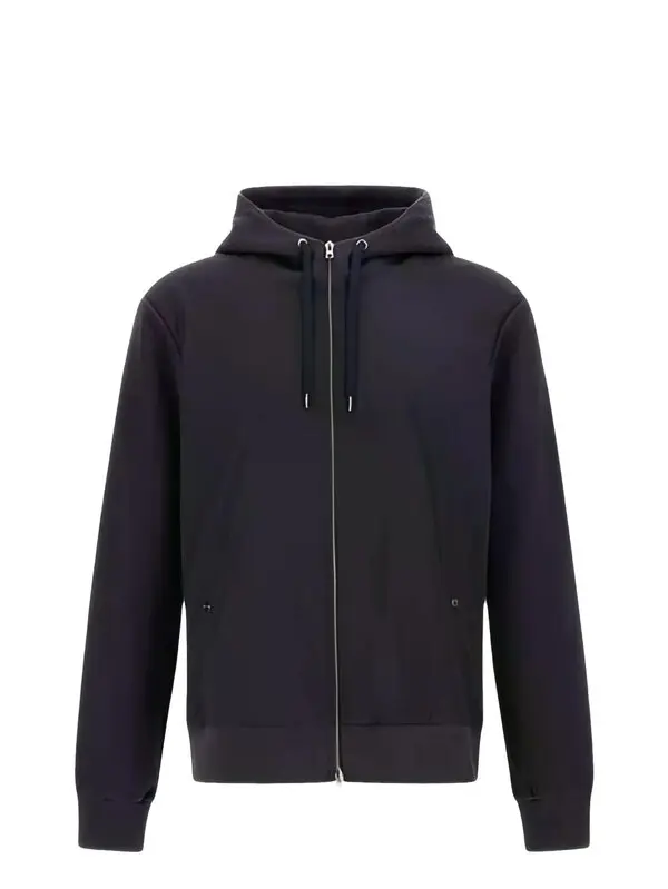 Herno Ribbed Panelled Zip-front Hoodie - Blue