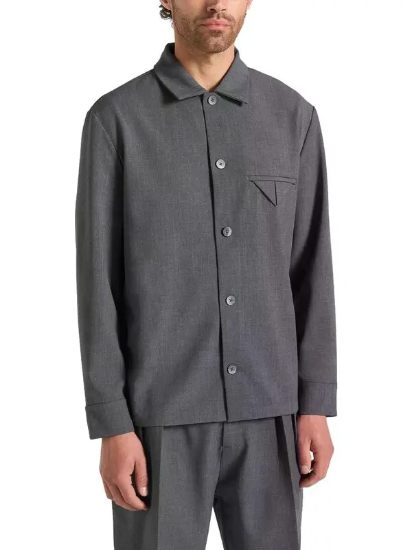 Manière De Voir Leo Hatched Tailored Overshirt - Grey