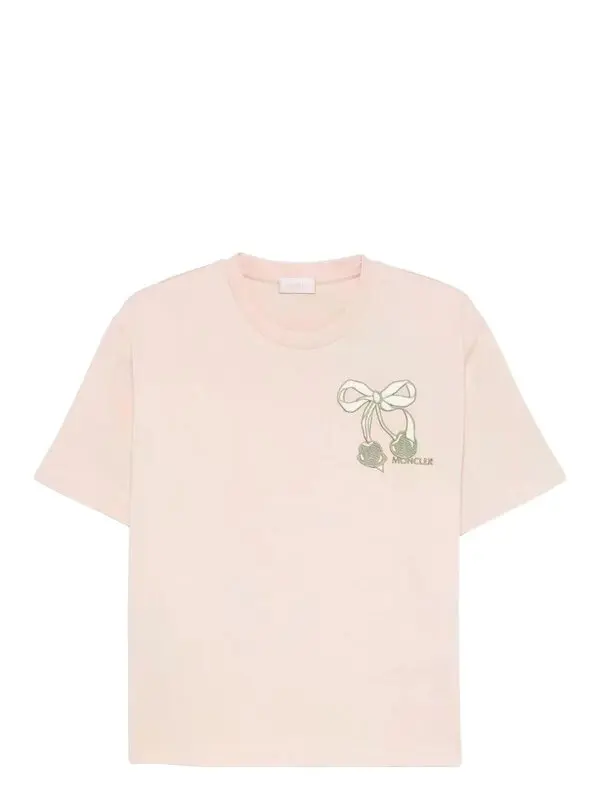 Moncler Bow-embroidered T-shirt - Pink