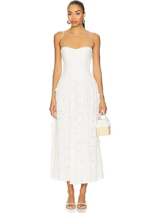 Bardot Estie Broderie Maxi Dress - Orchid White