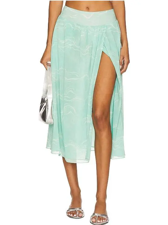 Misa Louise Skirt - Seafoam Linear Wave