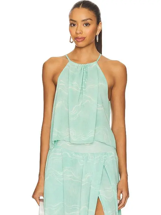 Misa Thelma Top - Seafoam Linear Wave