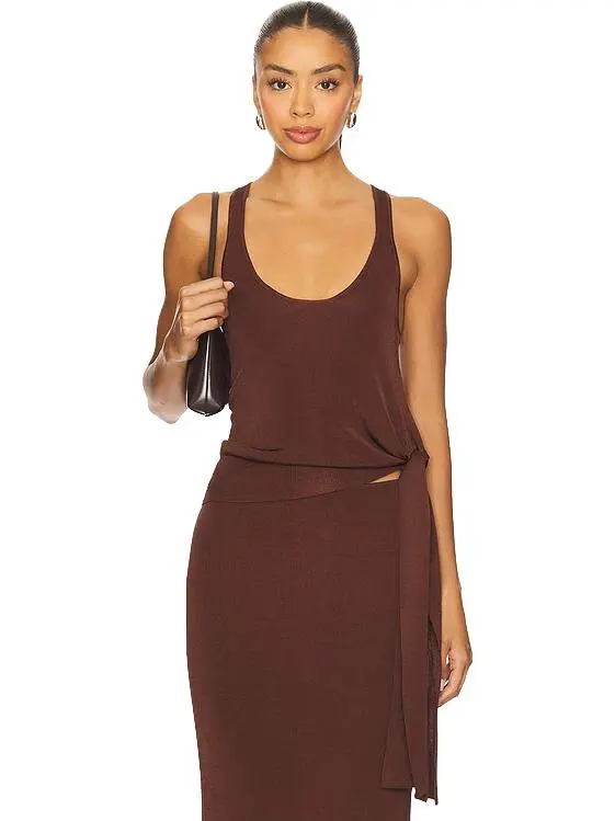 LOVERS AND FRIENDS Elsy Tie Tank Top - Dark Brown