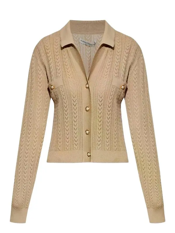 Alessandra Rich Cable-knit Button Cardigan - Neutrals