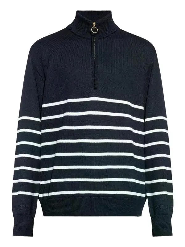 Paul & Shark Striped Half-zip Wool Sweater - Blue