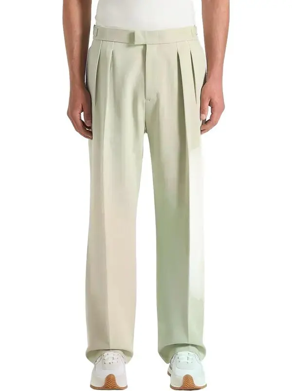Manière De Voir Pierre Hatched Pleated Trousers - Green