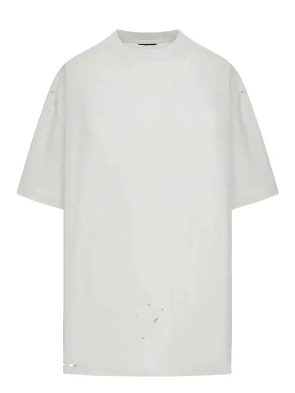 Balenciaga Distressed Print Cotton T-shirt - White