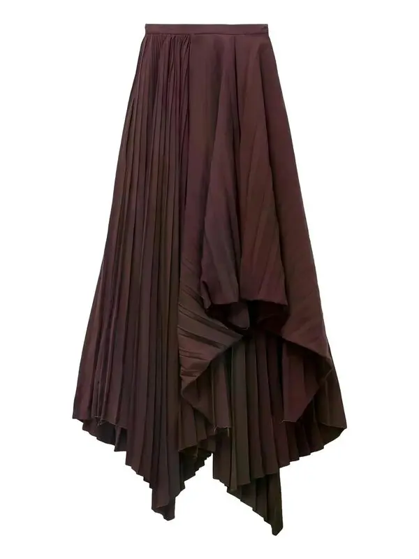 Alexander McQueen Pleated Asymmetric Skirt - Brown