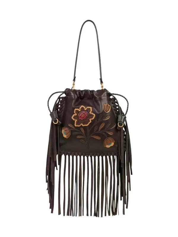 Etro Kalispera Embroidered Bucket Bag - Brown
