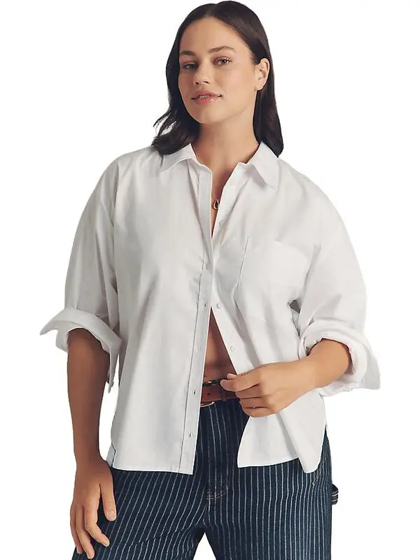 Maeve Shrunken Bennet Buttondown Shirt - White