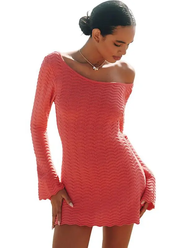 Peixoto Lucia Long-sleeve Knit Mini Dress - Pink