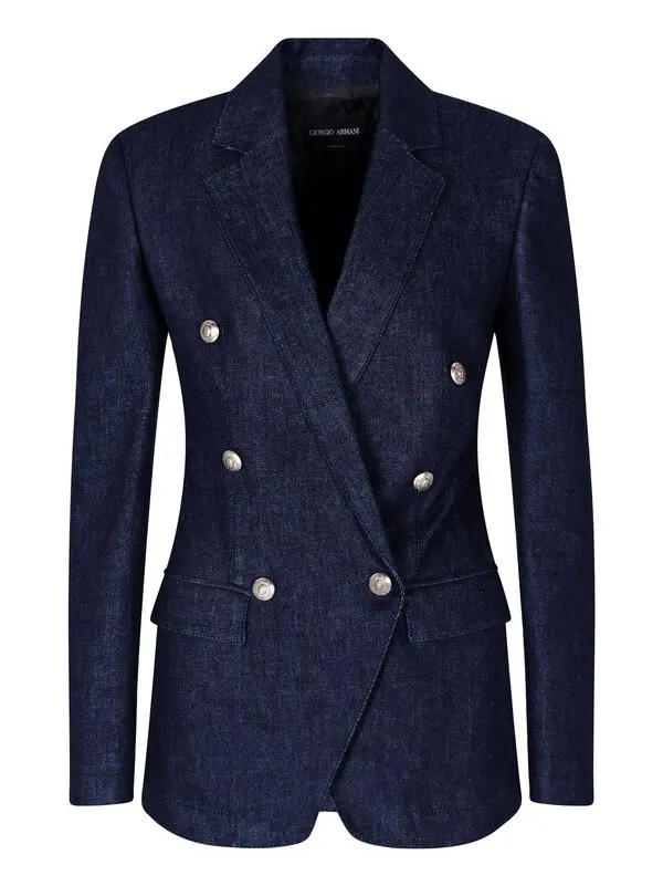 Giorgio Armani Denim Collection Double-breasted Jacket - Blue