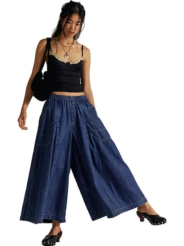 Free People Ludlow Pull-on Culottes - High Tide
