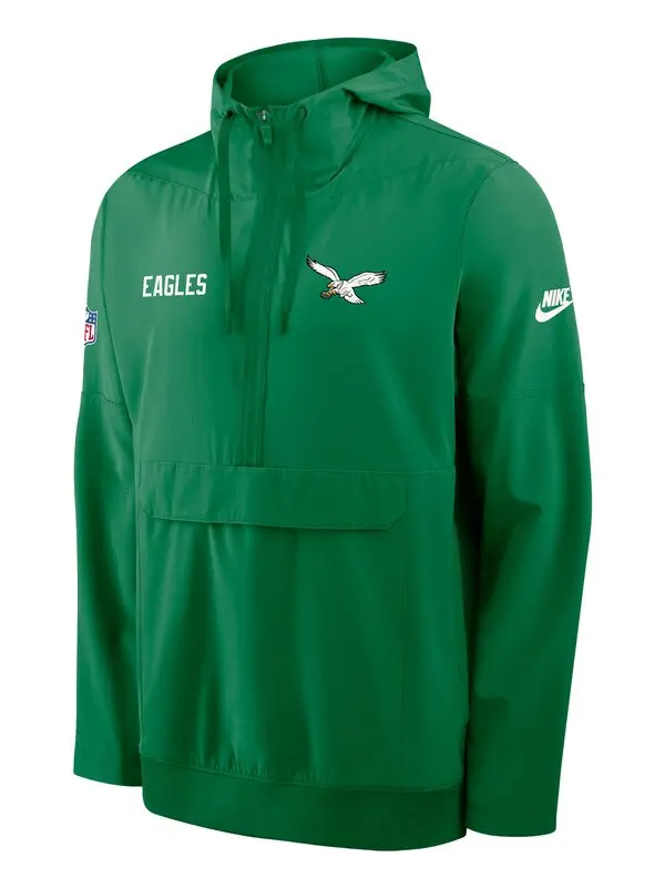Nike Philadelphia Eagles Alt Option Route Anorak Nfl 1/2-zip Hooded Jacket - Green