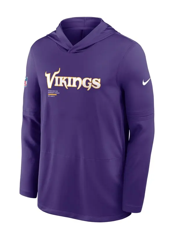 Nike Minnesota Vikings Pure Fury Sideline Dri-fit Nfl Long-sleeve Hooded Top - Purple