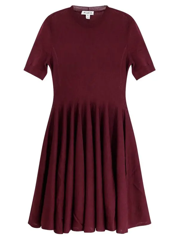 Alaïa Skater Virgin Wool Dress - Red