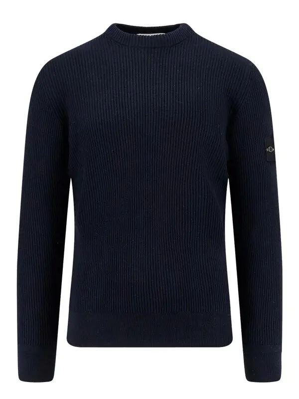 Stone Island Ribbed Virgin Wool Sweater - Blue