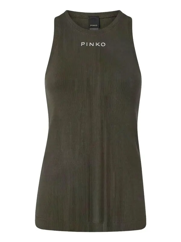 Pinko Ribbed Logo Top - Grey