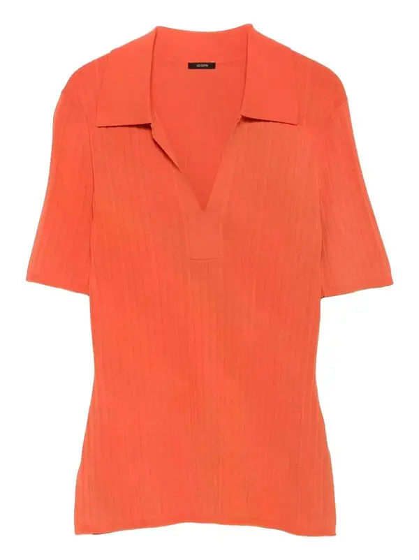 JOSEPH Ribbed Polo-neck Top - Orange
