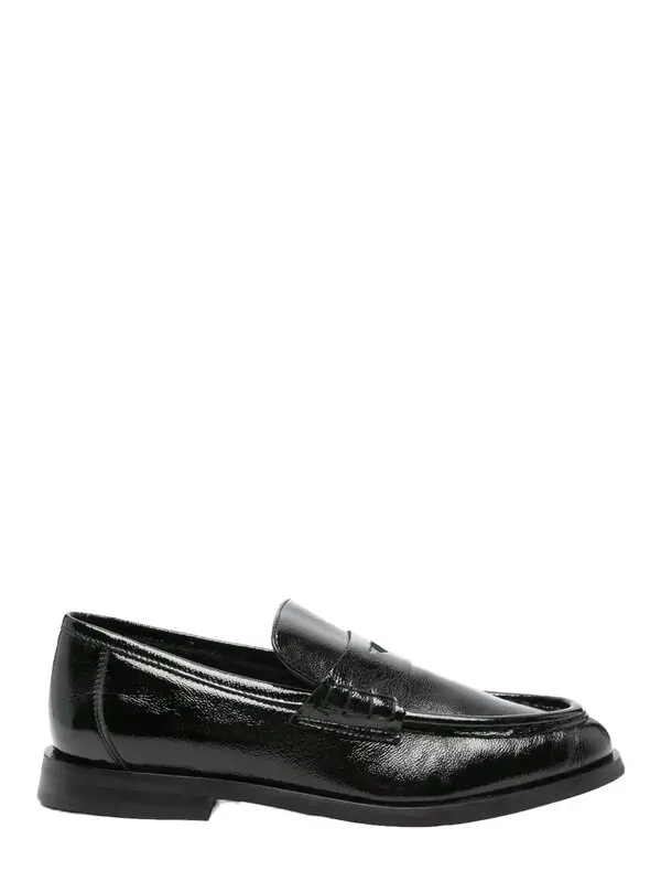 EVALUNA Penny Leather Loafers - Black