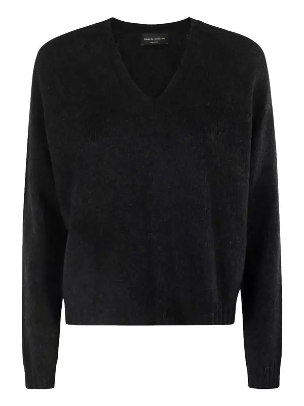 ROBERTO COLLINA V-neck Wool-blend Sweater - Black