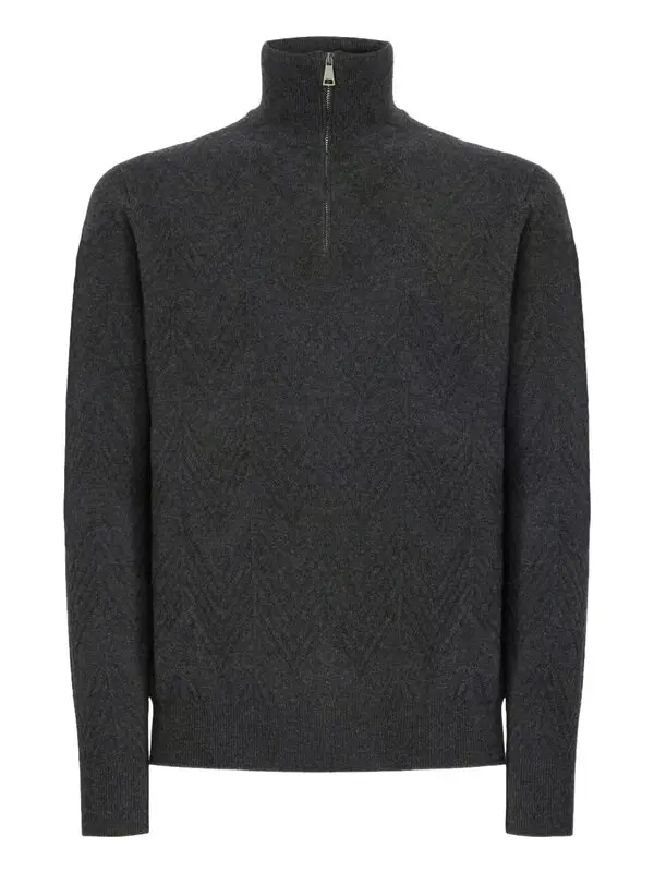Missoni Herringbone Half-zip Sweater - Grey