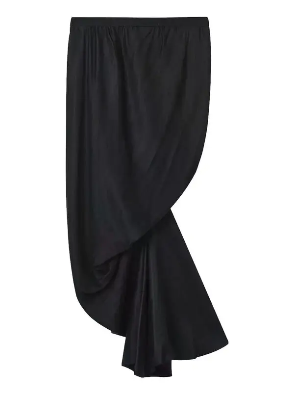 Rick Owens Draped Asymmetrical Midi Skirt - Black